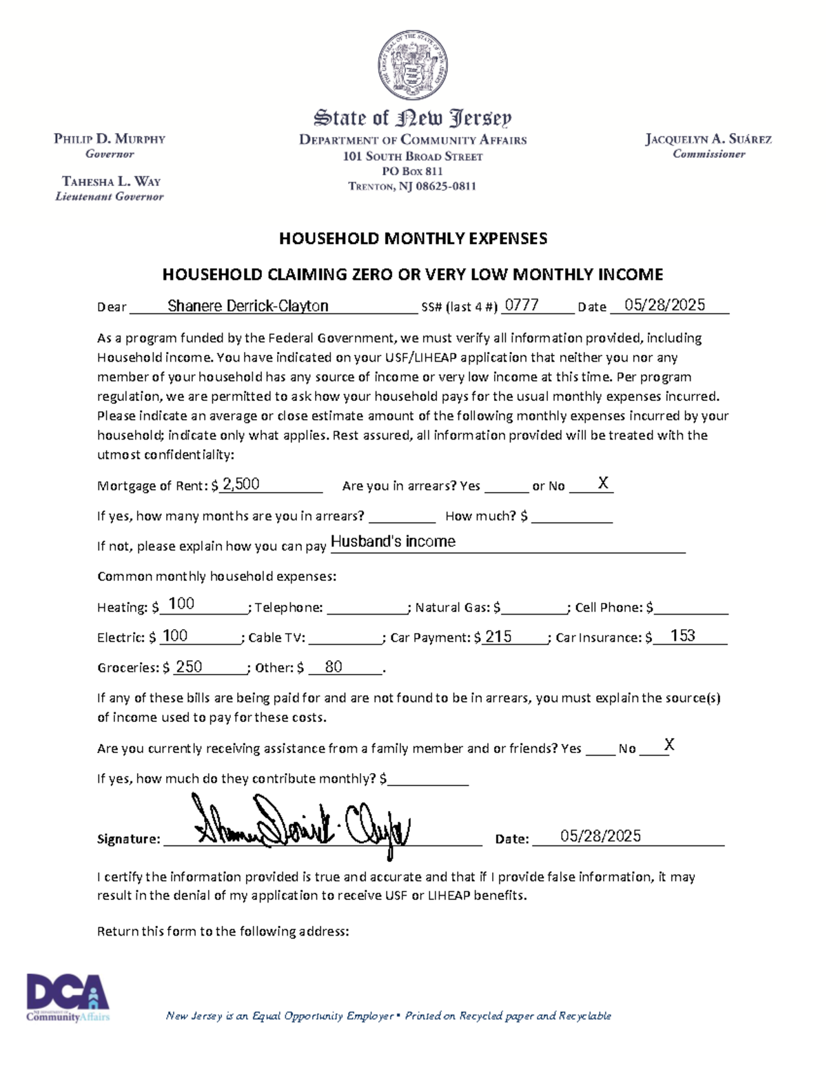 Household Monthly Expenses Form 2025: Income Verification Guide - Studocu