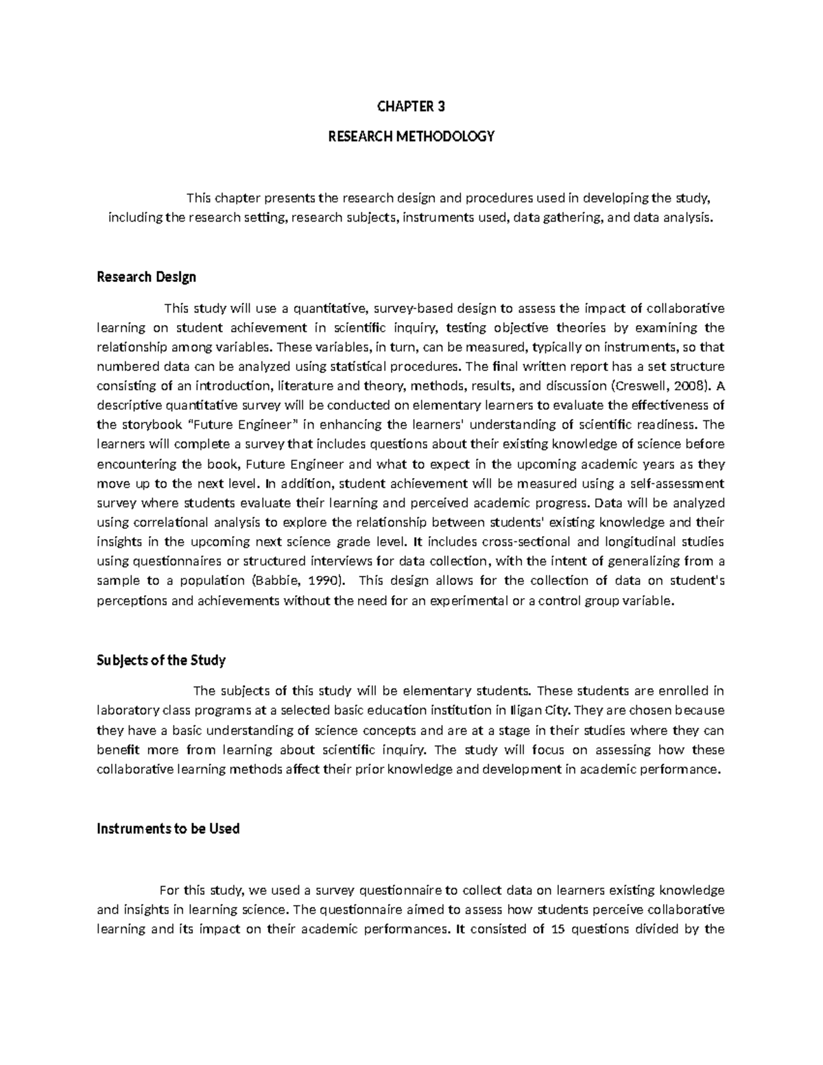 Chapter-3 - Sample only - CHAPTER 3 RESEARCH METHODOLOGY This chapter ...