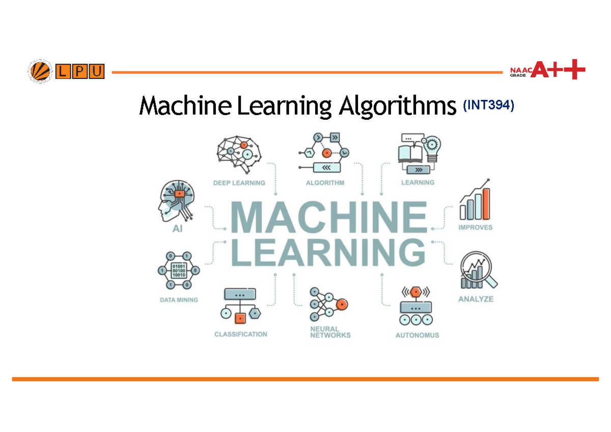 Machine Learning Algorithms Overview (INT394) - Studocu