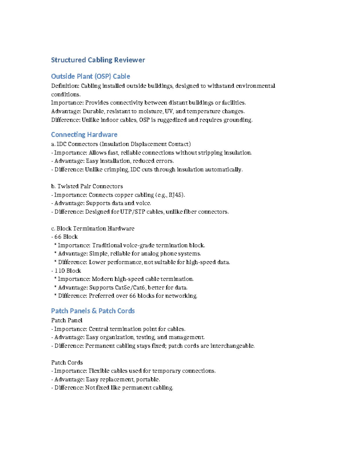 Structured Cabling Reviewer: OSP Cable & Connecting Hardware Insights ...