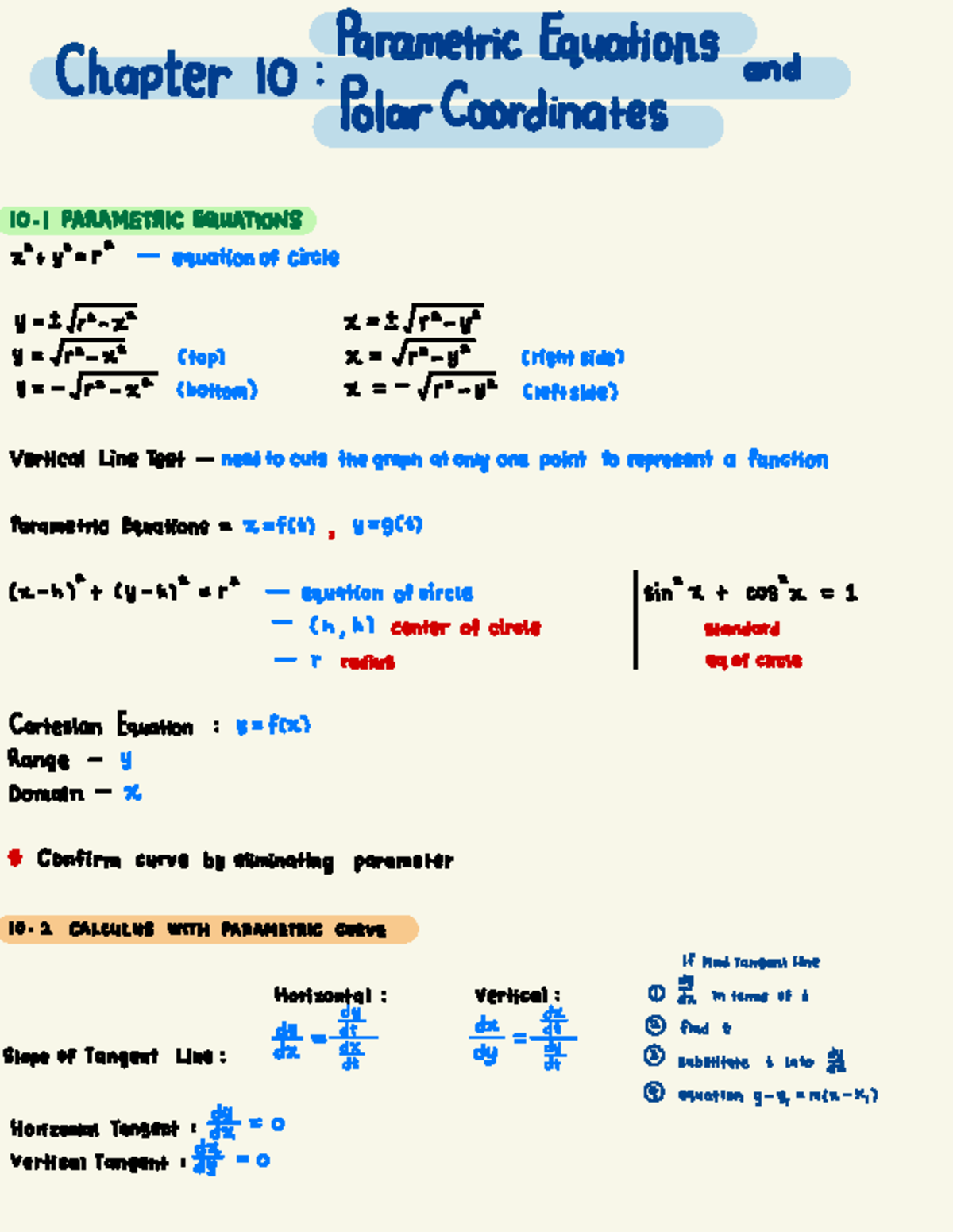 Chapter 10: Parametric Equations & Polar Coordinates - Studocu