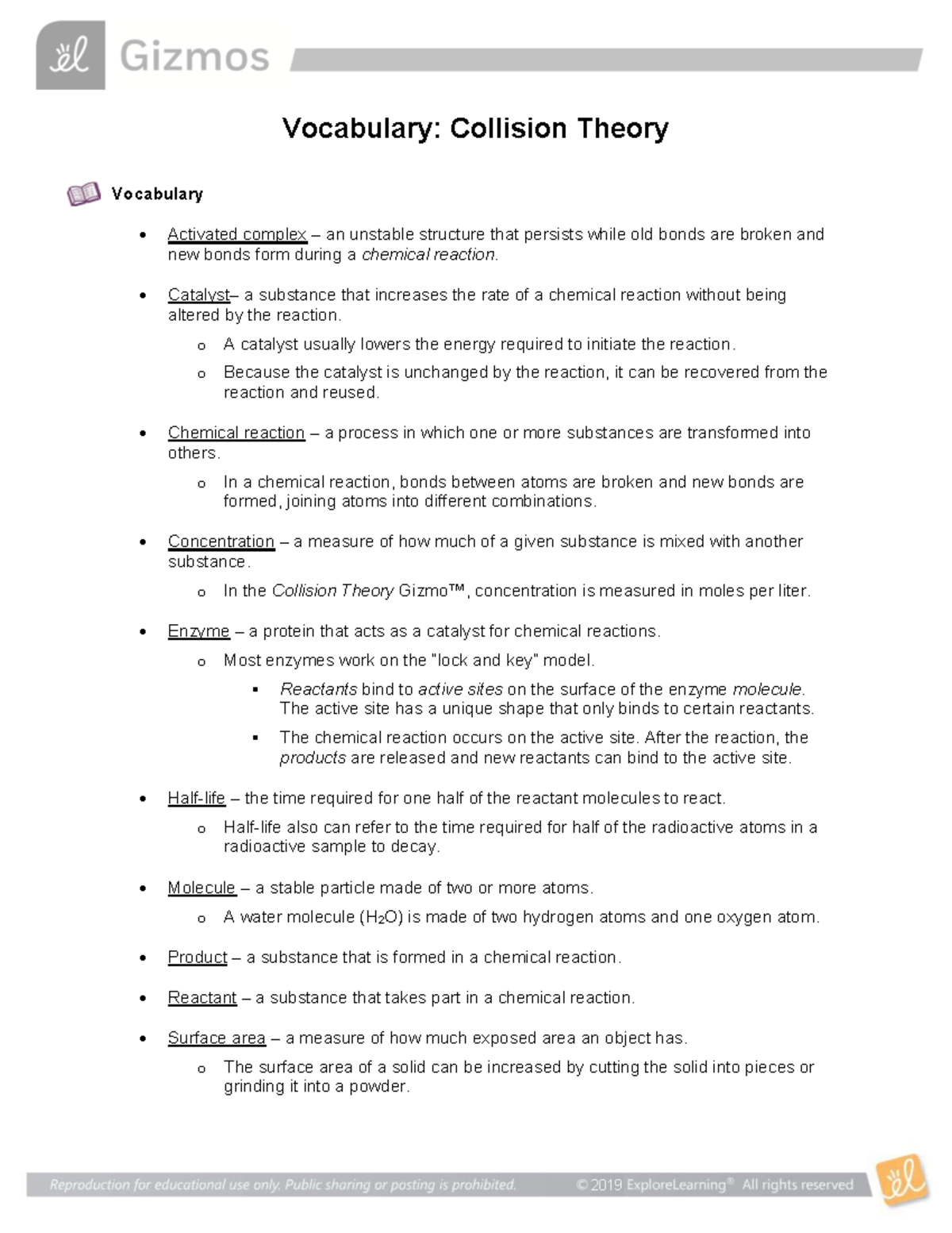 Collision Theory SE: Key Vocabulary and Concepts for Understanding ...