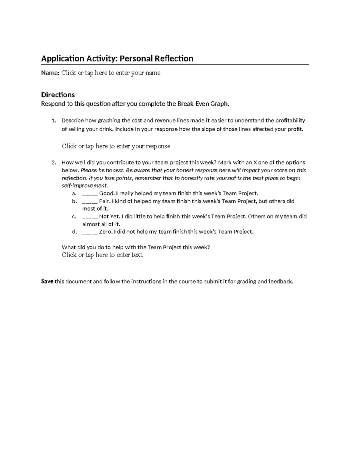 PC102 W05: Personal Reflection on Team Project Contribution - Studocu