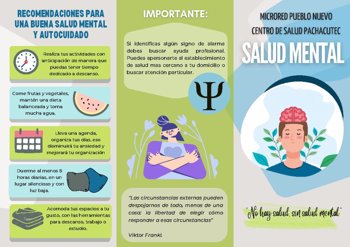 Triptico Salud Mental - RECOMENDACIONES PARA UNA BUENA SALUD MENTAL Y ...