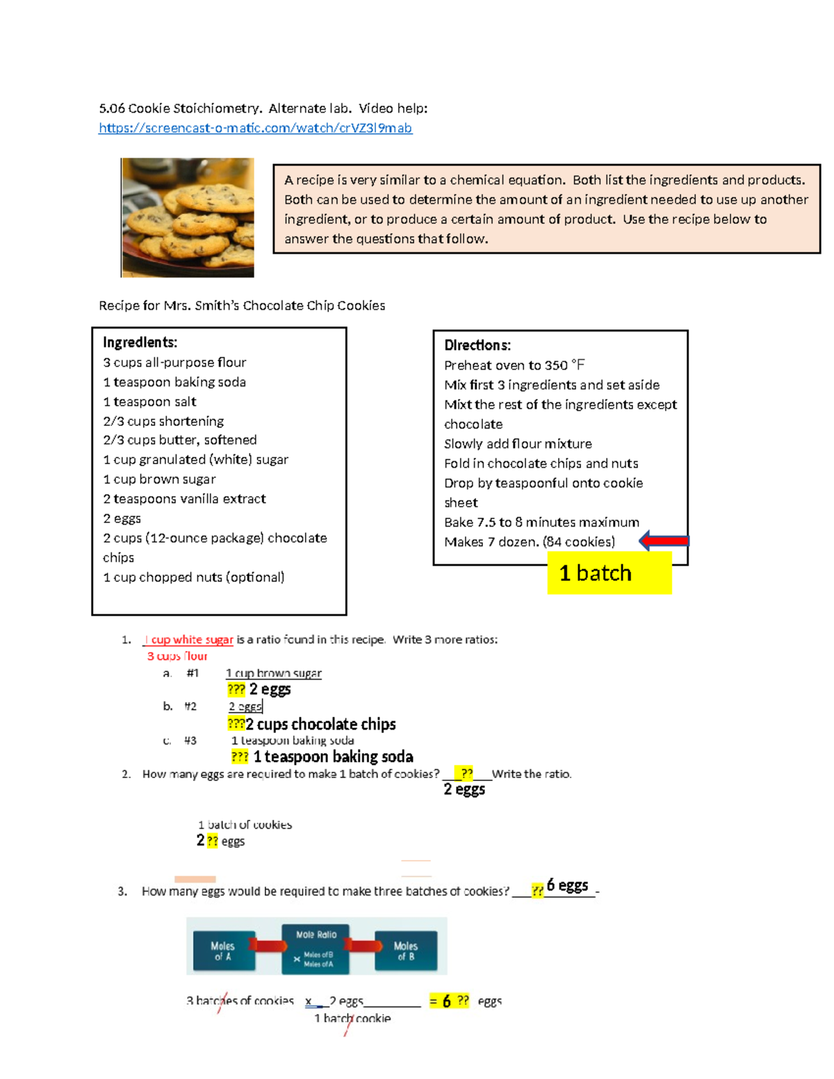 5.06 Chem Assignment 1: Cookie Stoichiometry Lab Guide - Studocu