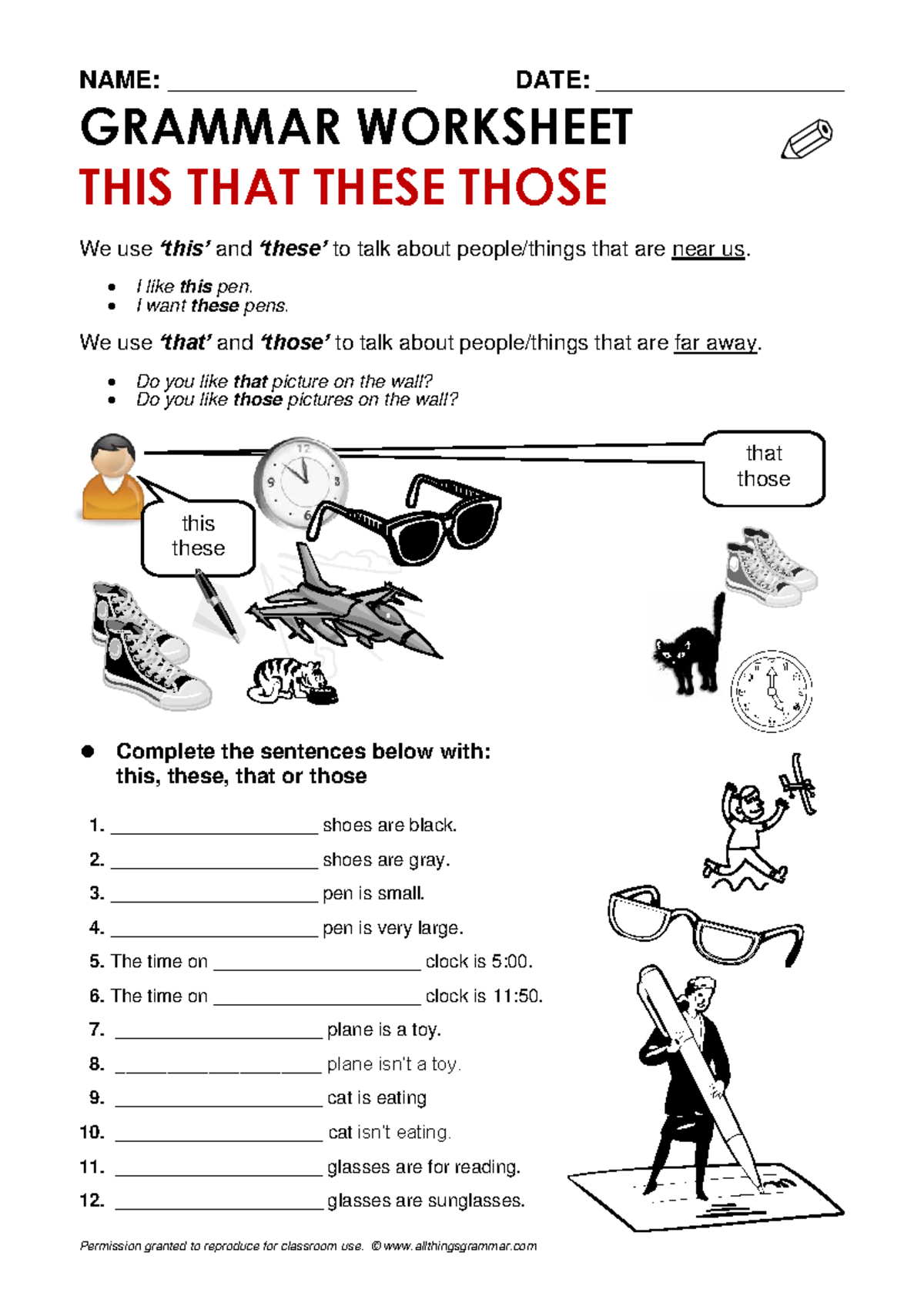This That These Those - Grammar Worksheet for English Class - Studocu