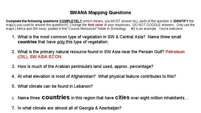 SWANA Mapping Questions - Complete Guide for 2025 - Studocu