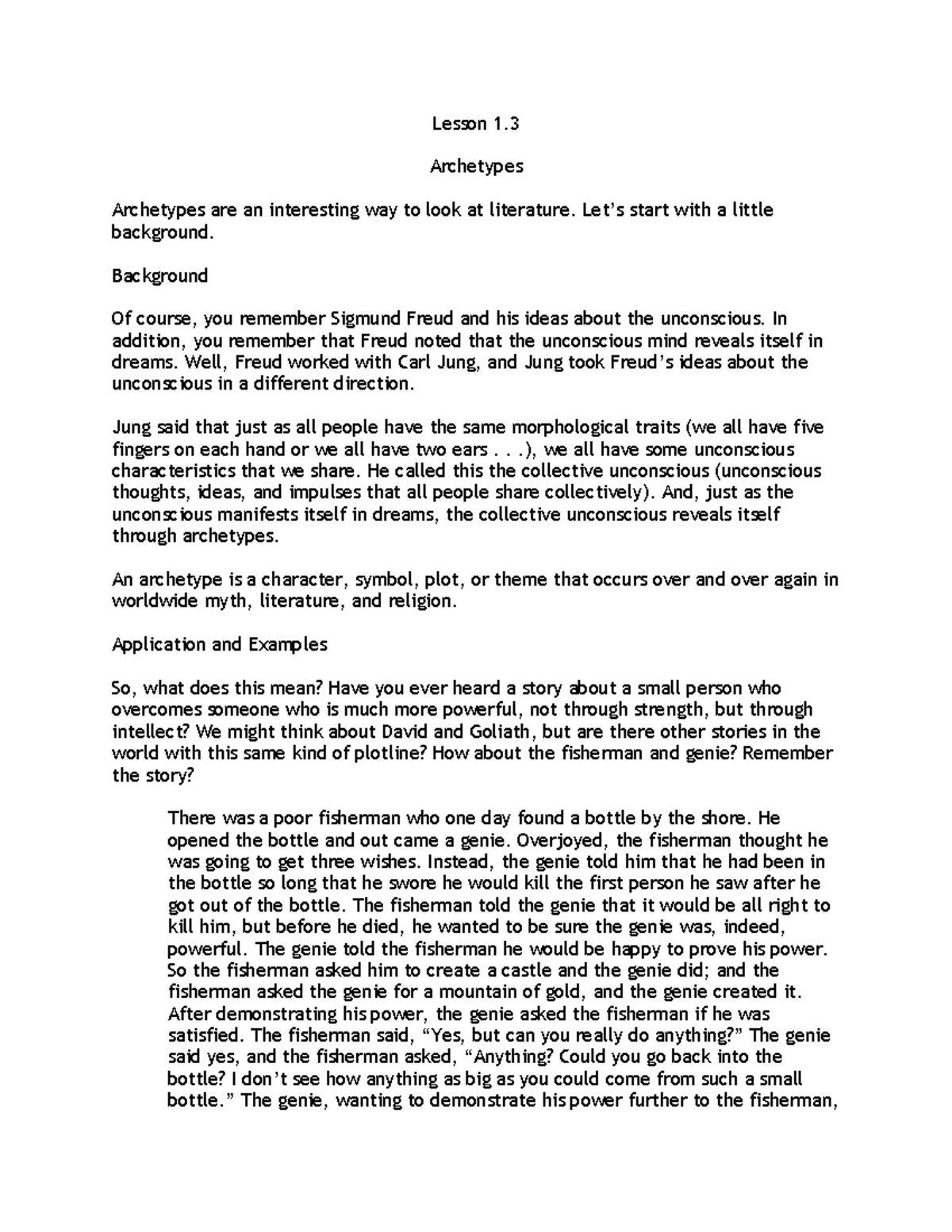 Lesson 1.3: Exploring Archetypes in Literature and Their Significance ...
