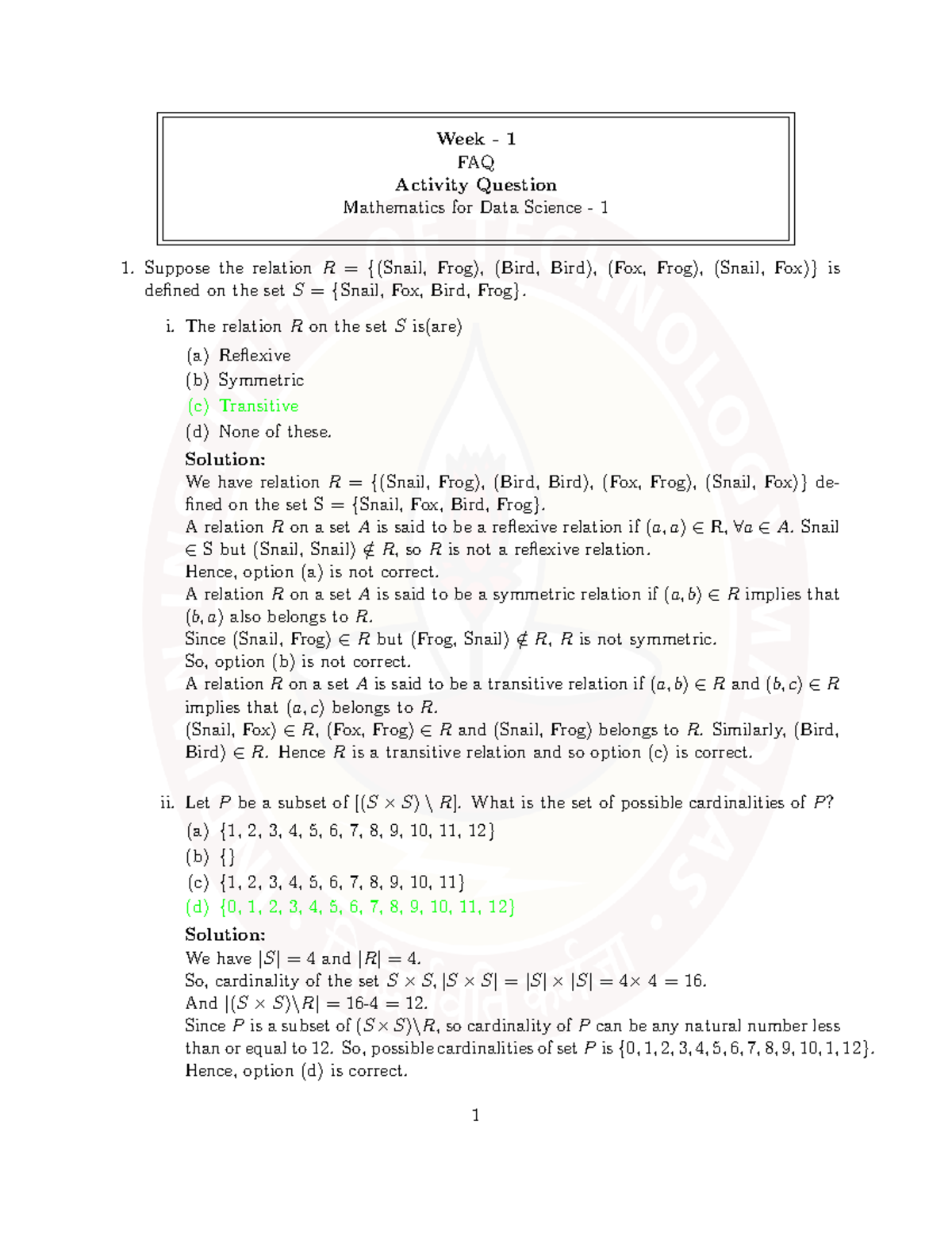 Maths FAQ for Week 1 - MATH101 Concepts & Exercises - Studocu