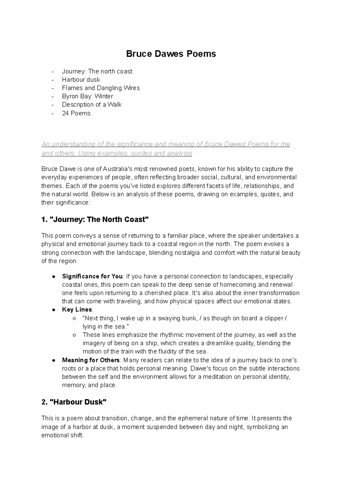 Bruce Dawe - Module B Poetry Analysis & Revision Notes - Studocu