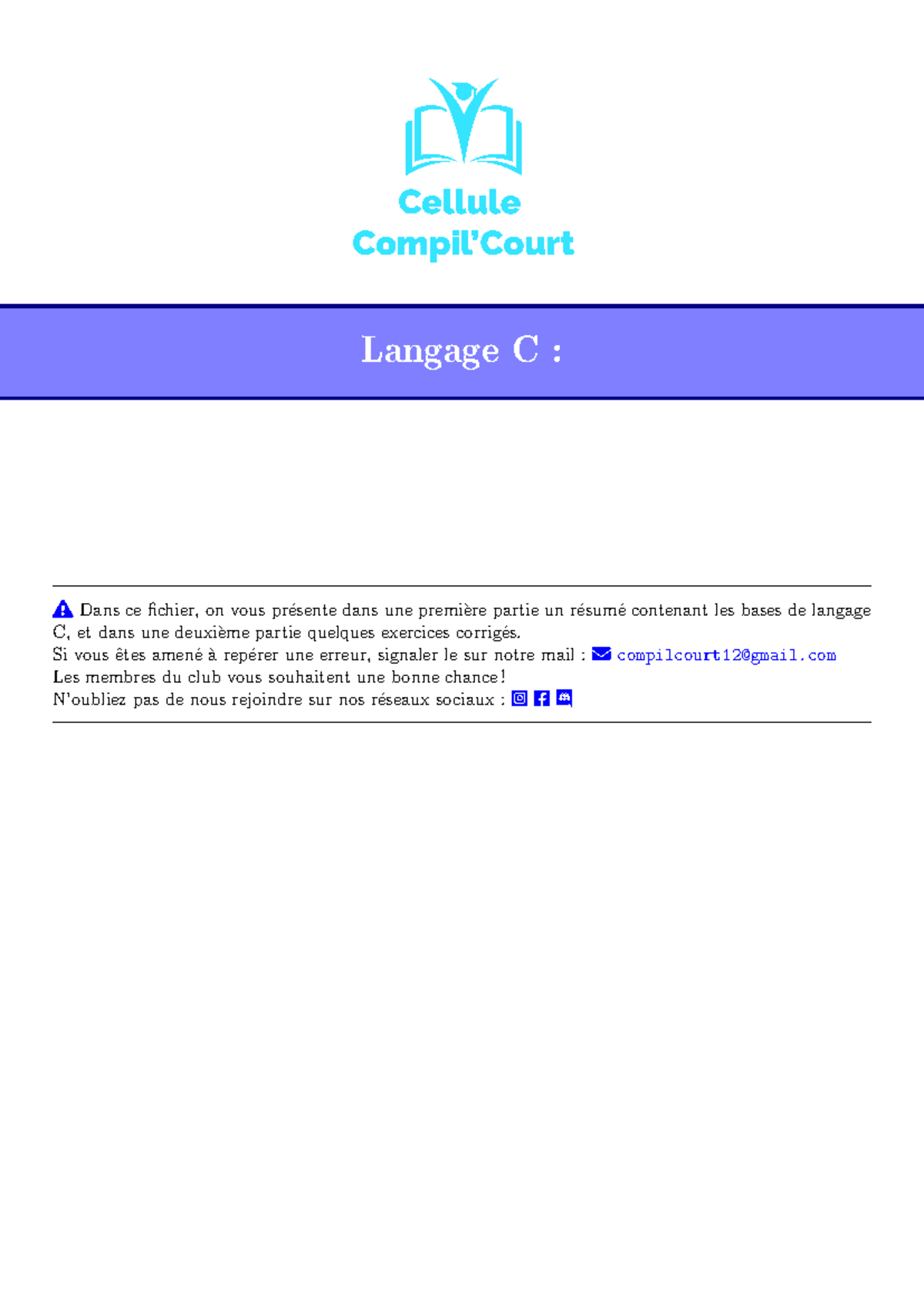 Langage C - pour s'ameliorer en C - Langage C : . Dans ce fichier, on vous pr ́esente dans une ...