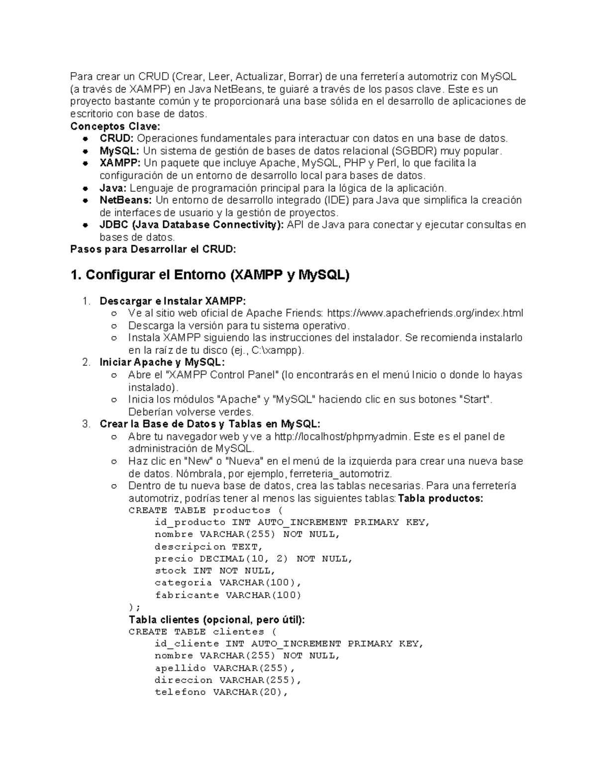 Cómo Hacer un CRUD de Ferretería Automotriz en Java NetBeans con MySQL - Studocu