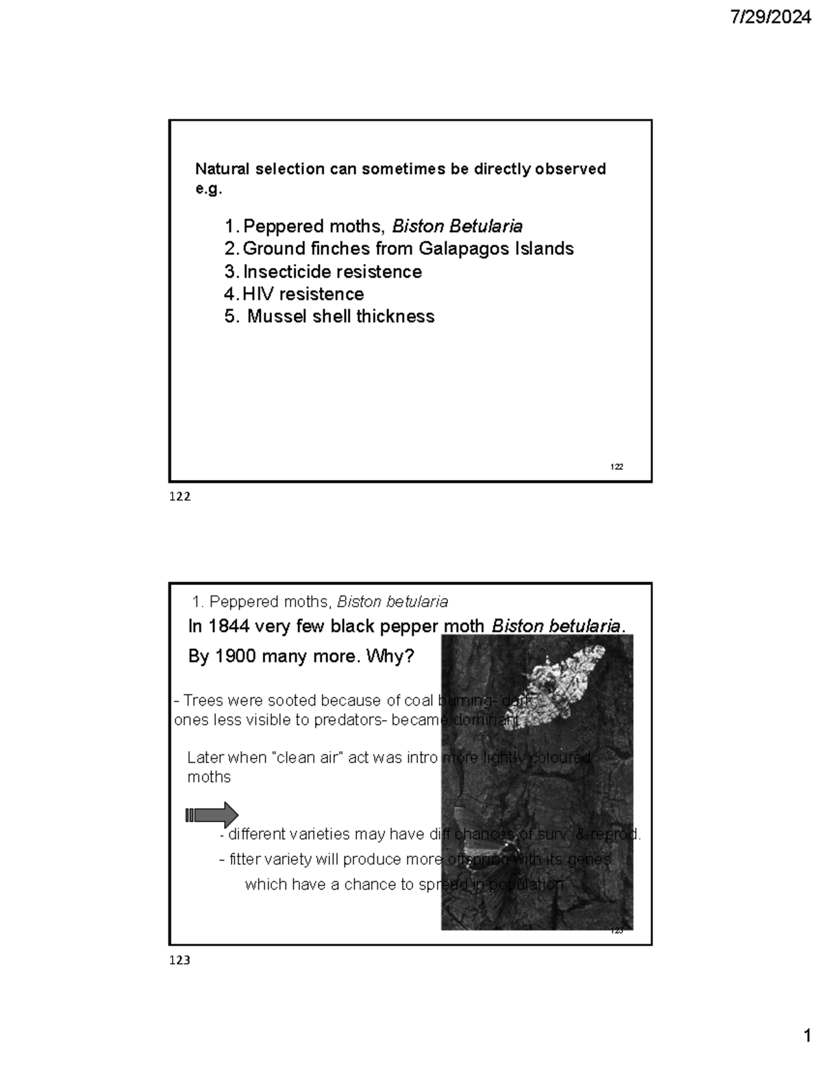 Evolution - Natural selection can sometimes be directly observed e. 1 ...
