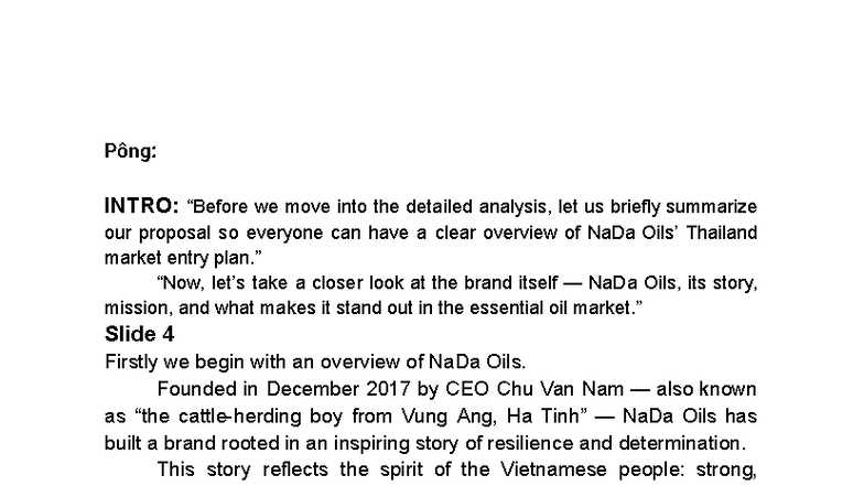NaDa Oils Market Entry Strategy in Thailand: Overview & Analysis - Studocu