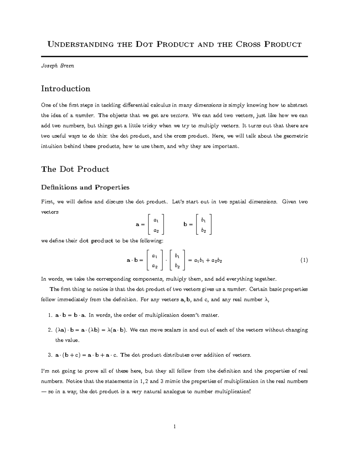 Understanding the Dot Product and Cross Product in Calculus (MATH 201 ...