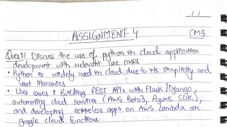 CMS Assignment 4: Python in Cloud App Development & Use Cases - Studocu