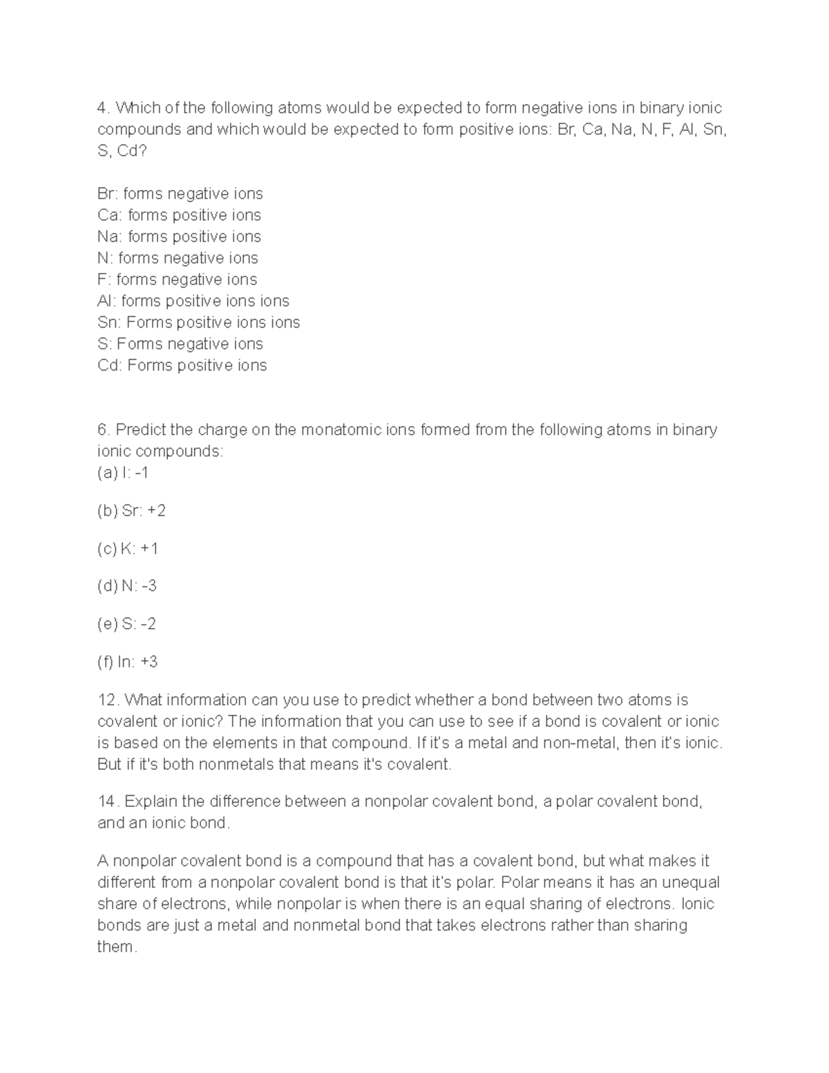 Chemistry CH 4: Formation of Ionic Compounds and Bond Types - Studocu