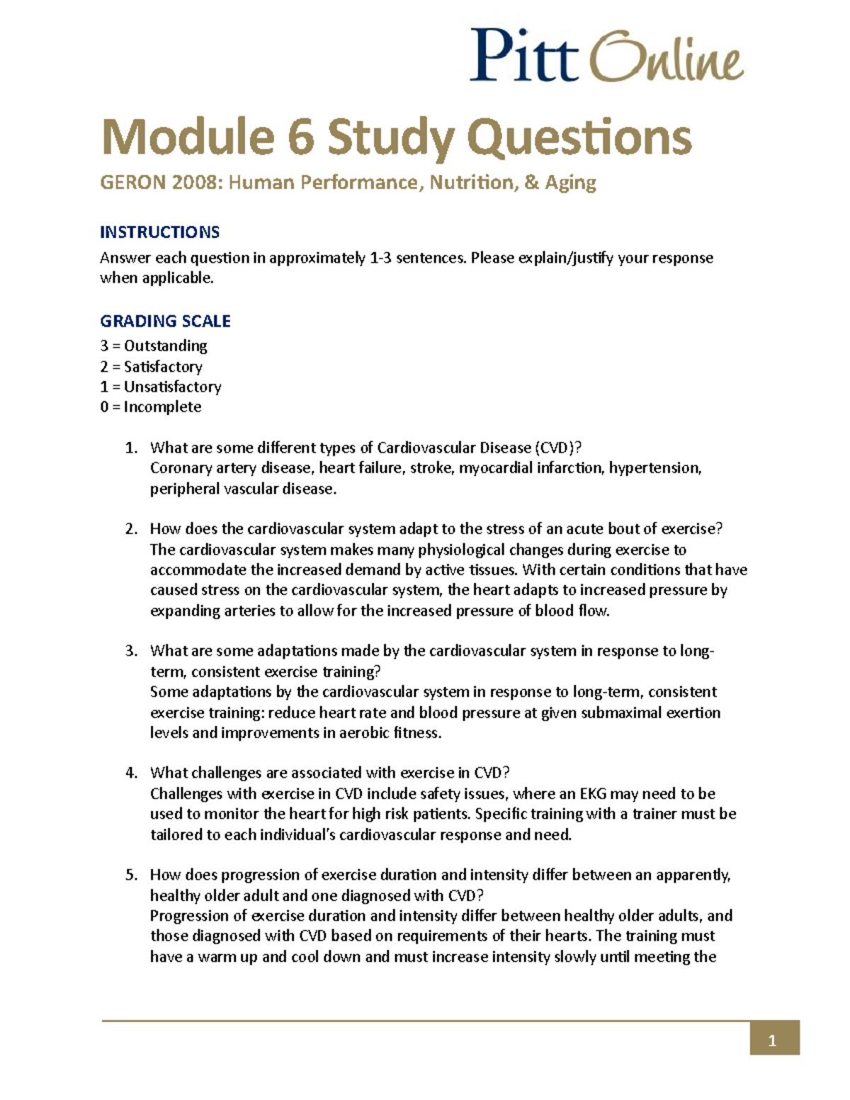 Module 6 Study Questions Answered - 1 Module 6 Study Questions GERON ...