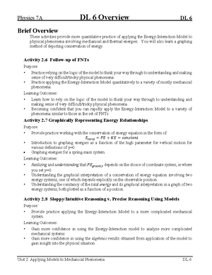 FNT2 done - FNT2 - Physics 7A FNTs due DL 3 Unit 1: Applying Models to ...