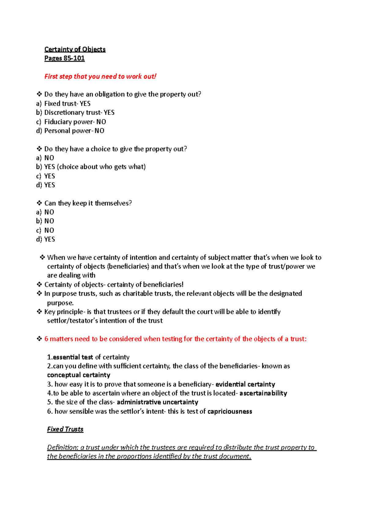 Certainty of Objects - reading and lecture notes - Certainty of Objects ...