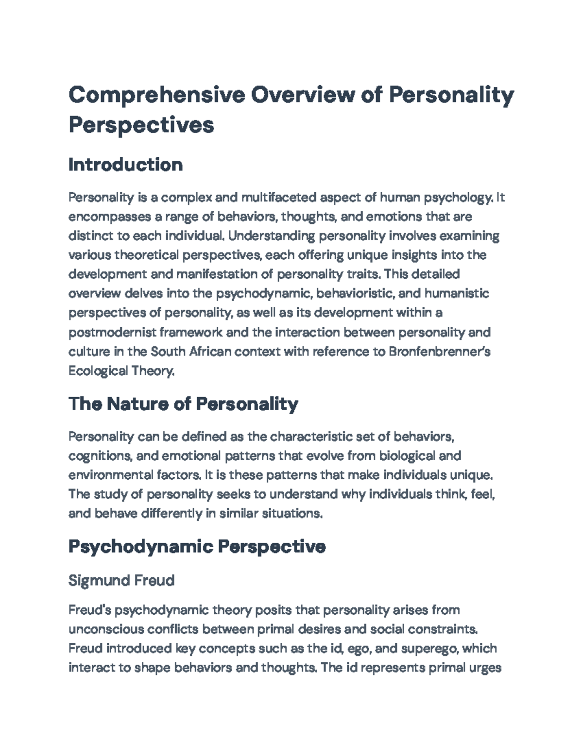 Theoretical Perspectives on Personality Development and Culture ...