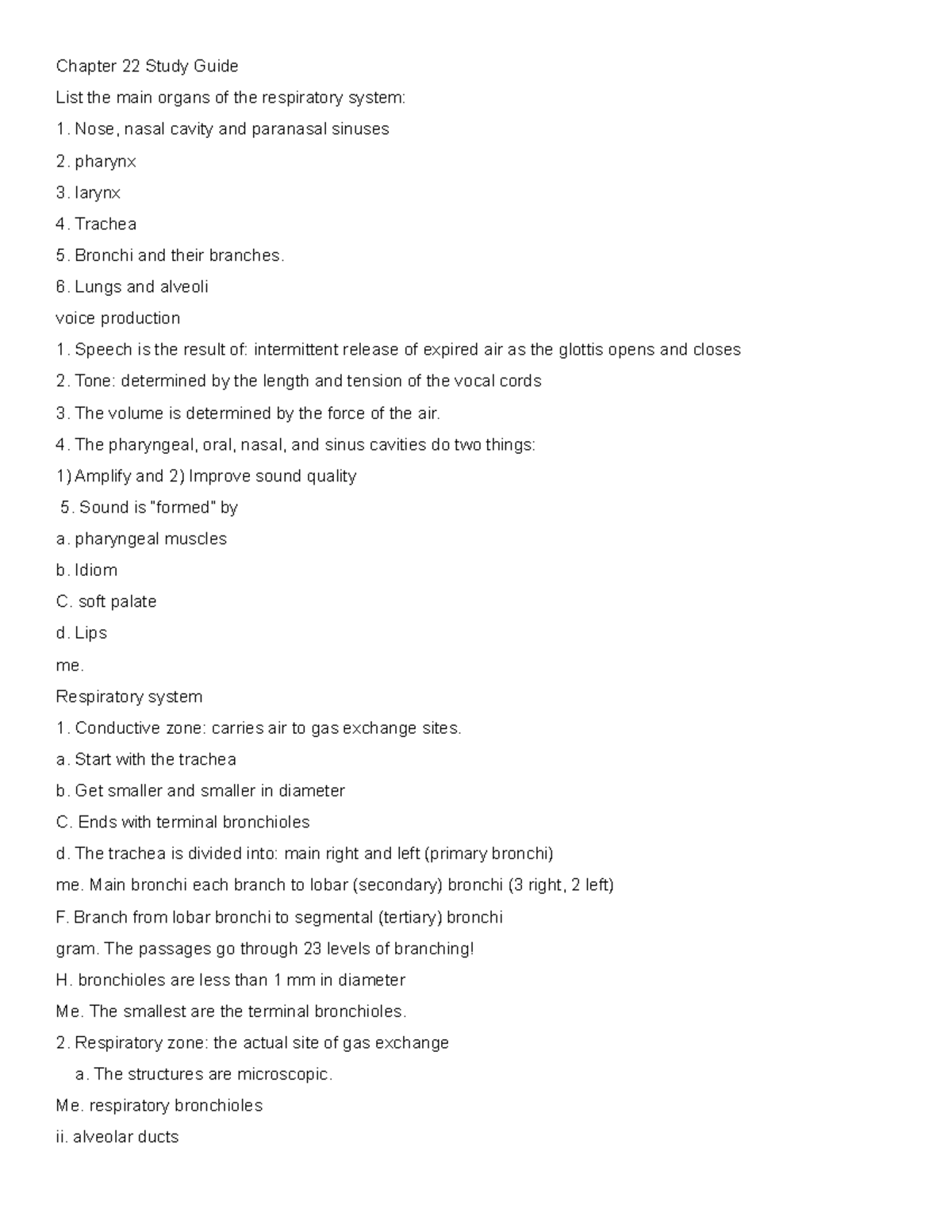 Chapter 22: Respiratory System Study Guide & Key Concepts - Studocu