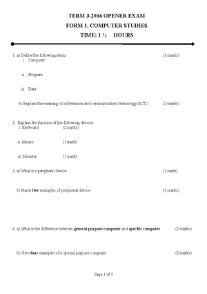Form 1 Computer Studies End Term 1 Exam 2017 - TERM 1-2017 END TERM ...