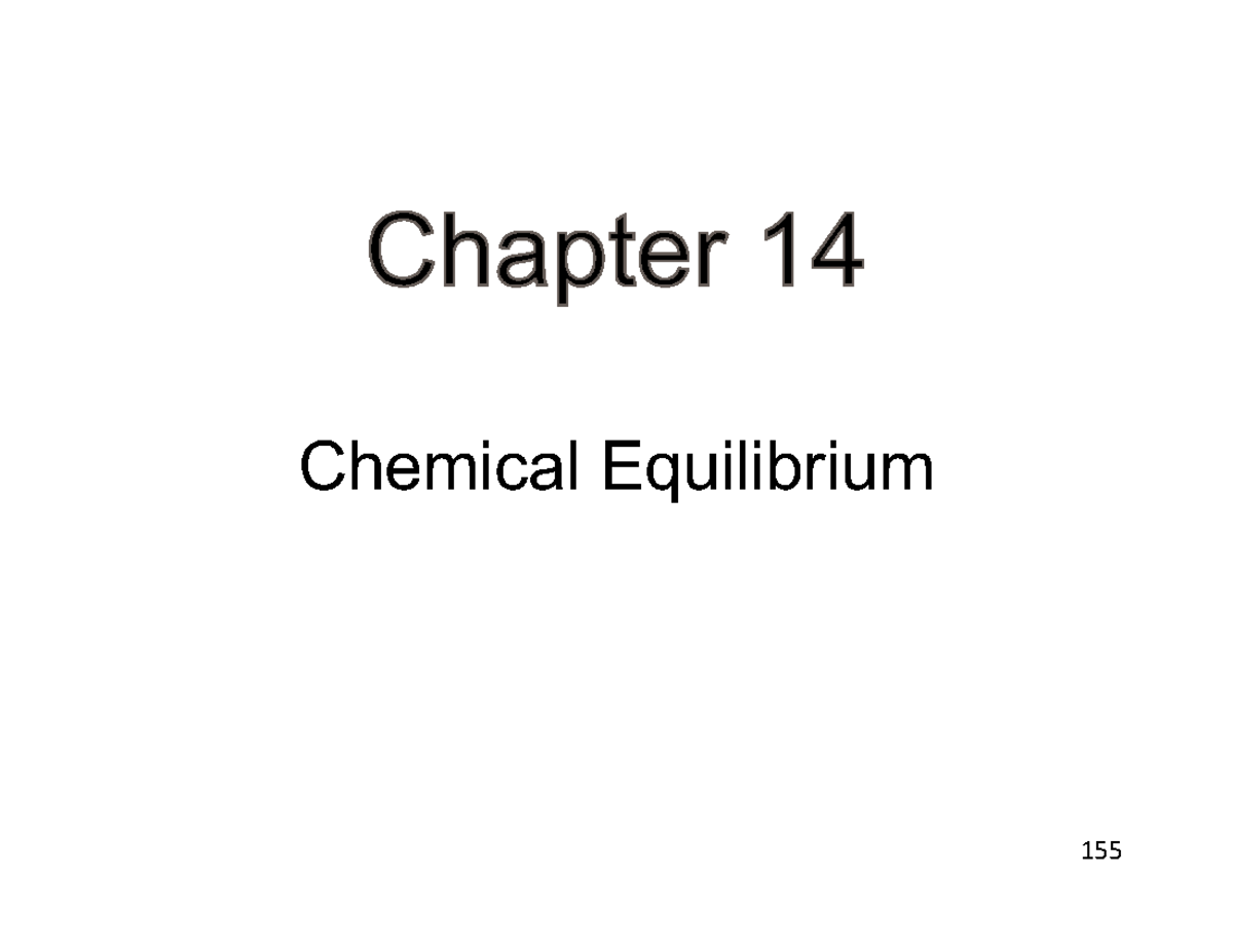 CHEM112 Chapter 14: Chemical Equilibrium Concepts and Calculations ...