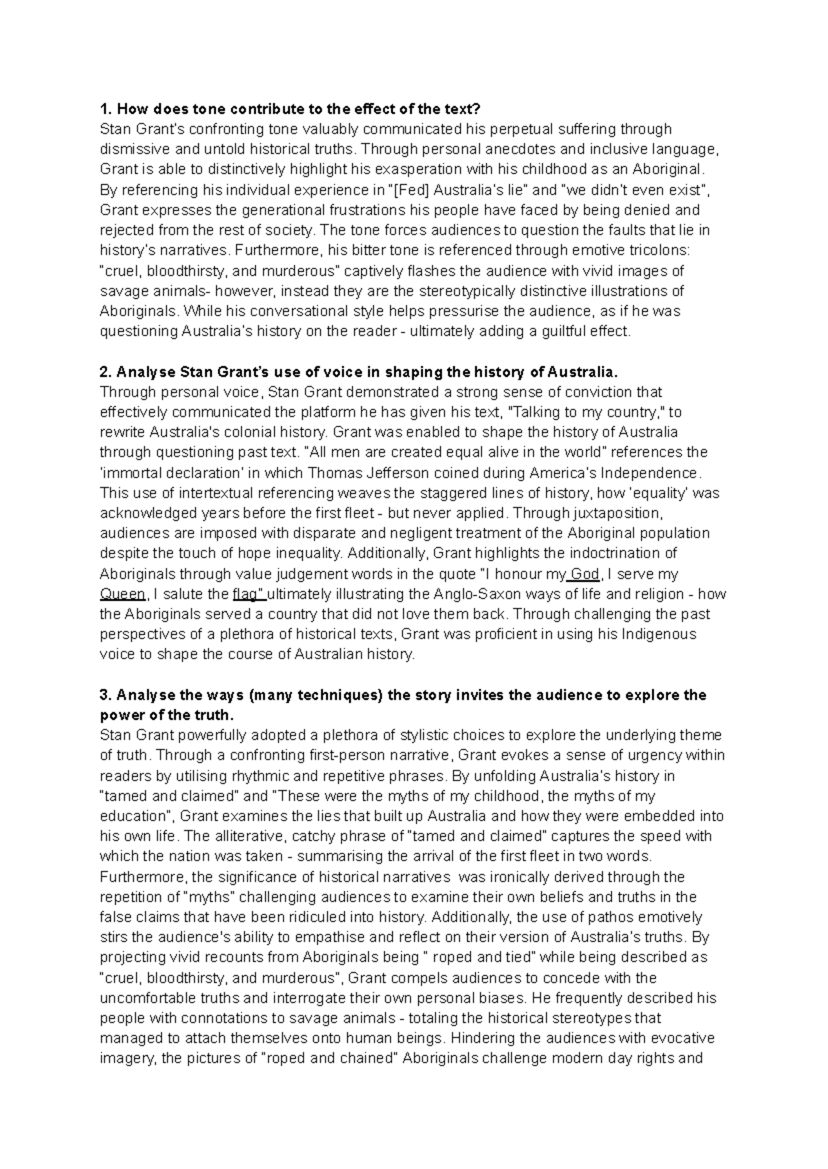 Stang grant analysis questions - How does tone contribute to the effect ...