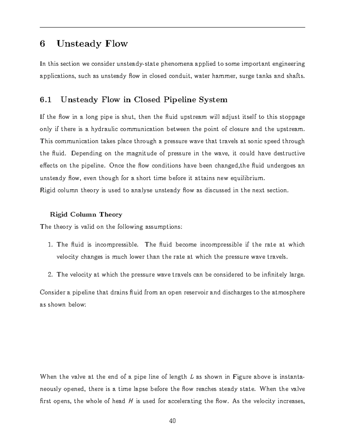 6-7. Unsteady flow-1 - Fluid mechanics - 6 Unsteady Flow In this ...