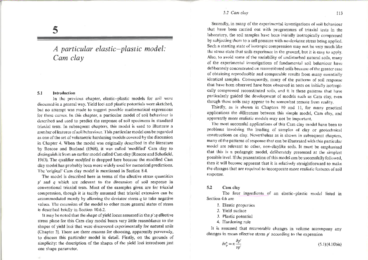 Chapter 5: Cam Clay Model Analysis - BCEE 452 ENGR 6511 - Studocu