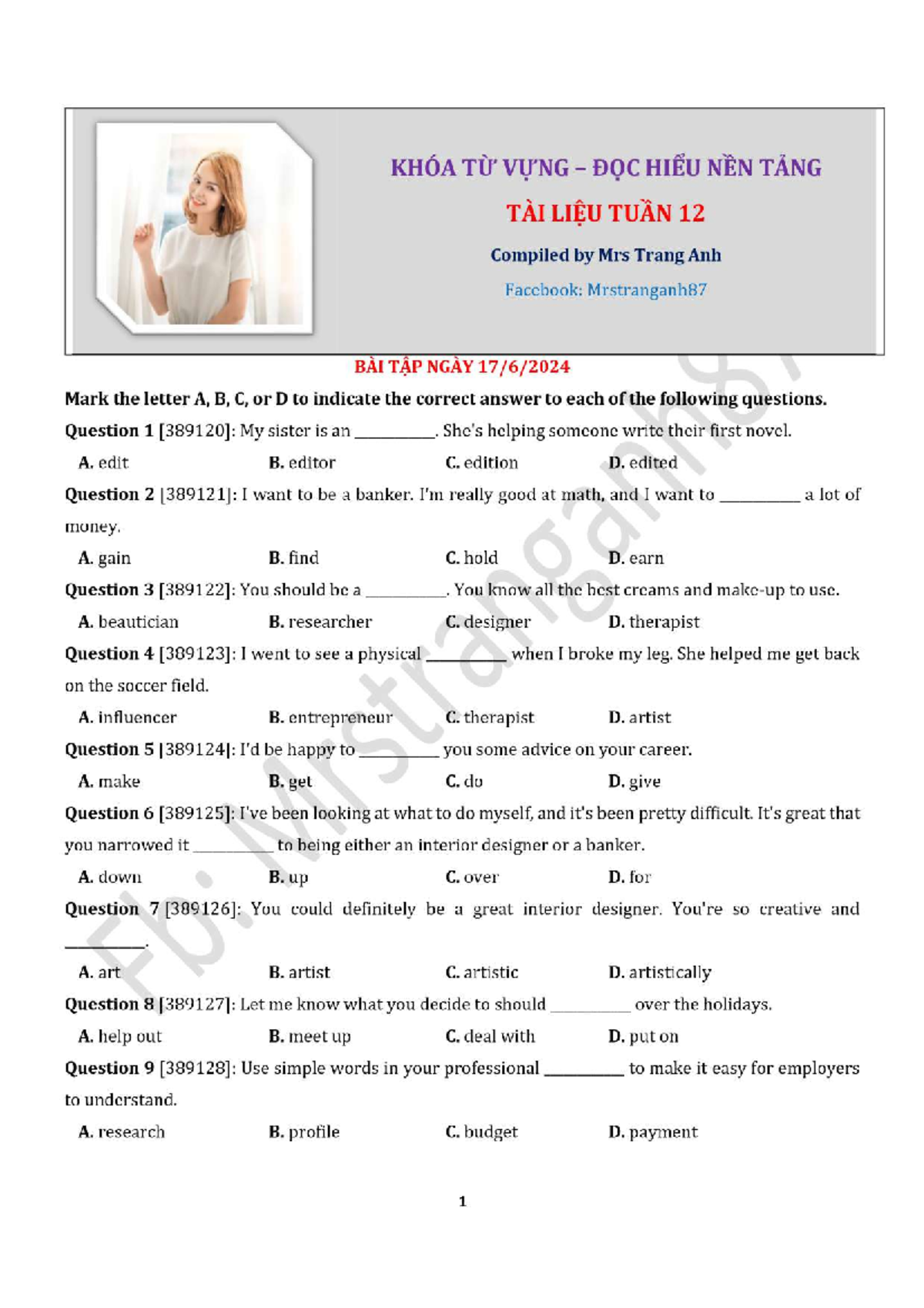 BÀI TẬP TUẦN 12 - Practice Your English Skills - Studocu