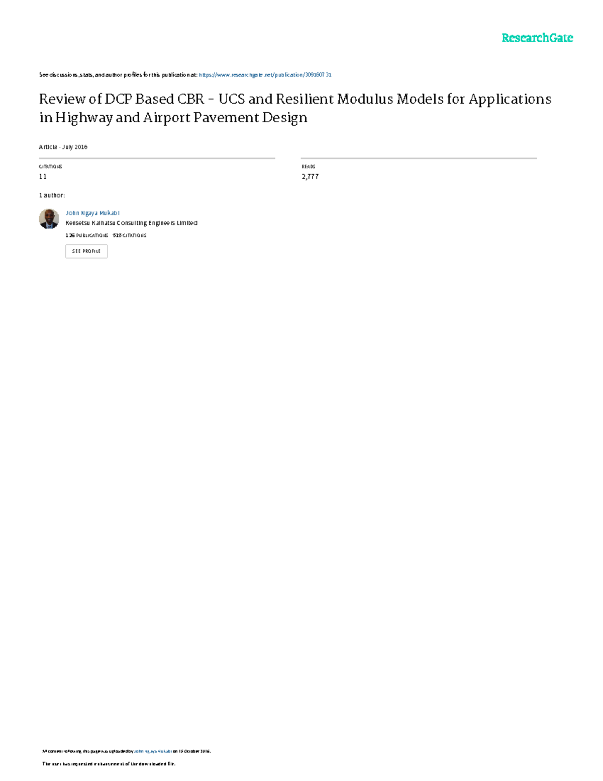 Review of DCP-Based CBR, UCS, and Resilient Modulus Models for Highway ...