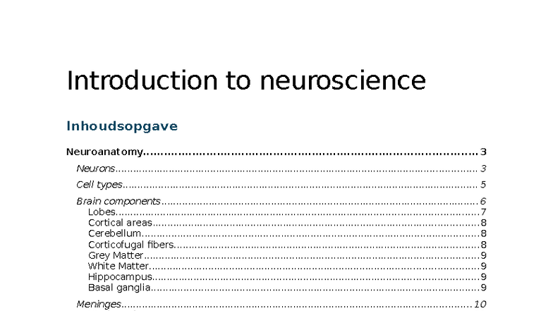 Neuroscience 101: Comprehensive Study Notes on Neuroanatomy - Studeersnel