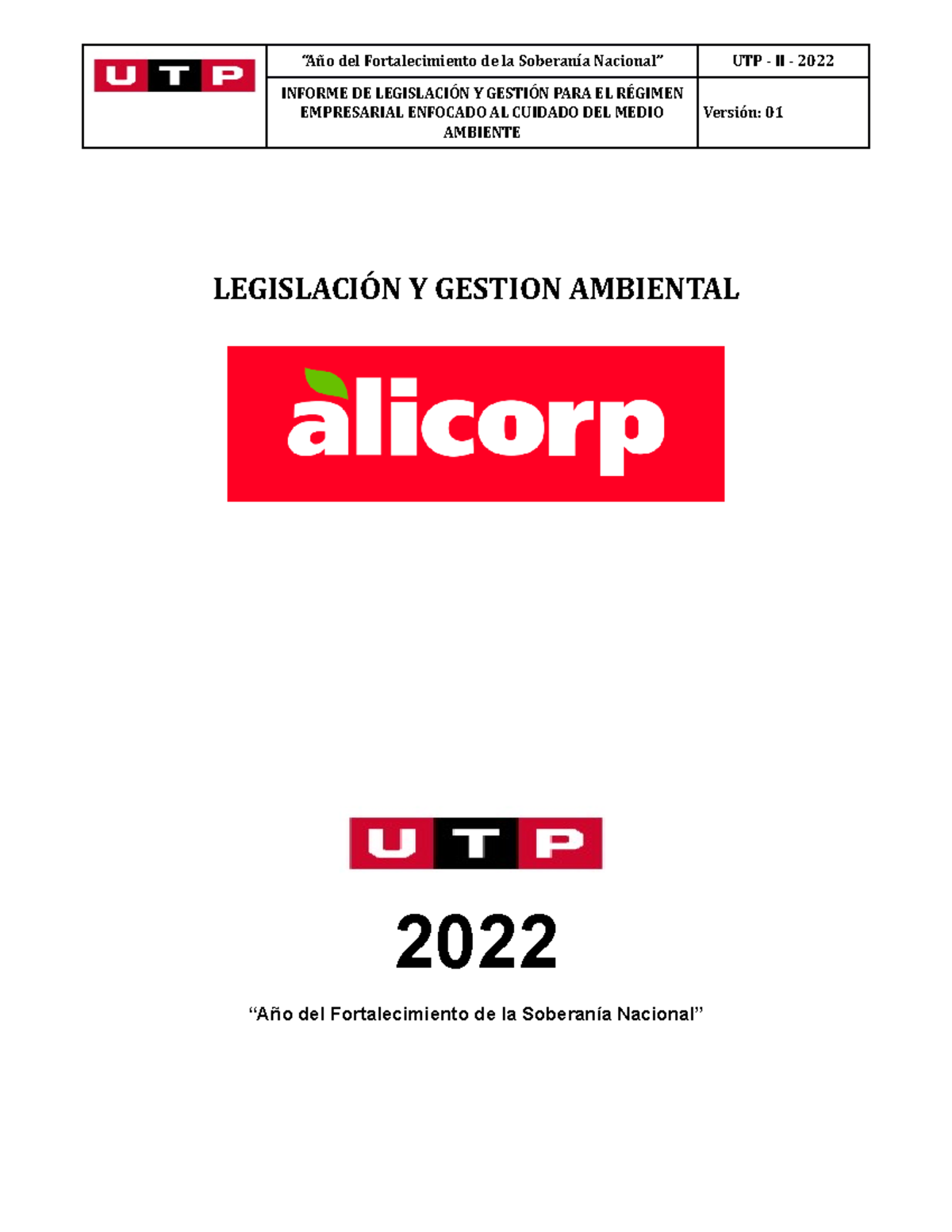 Informe AMB Alicorp S.A.A - INFORME DE LEGISLACIÓN Y GESTIÓN PARA EL RÉGIMEN EMPRESARIAL ...