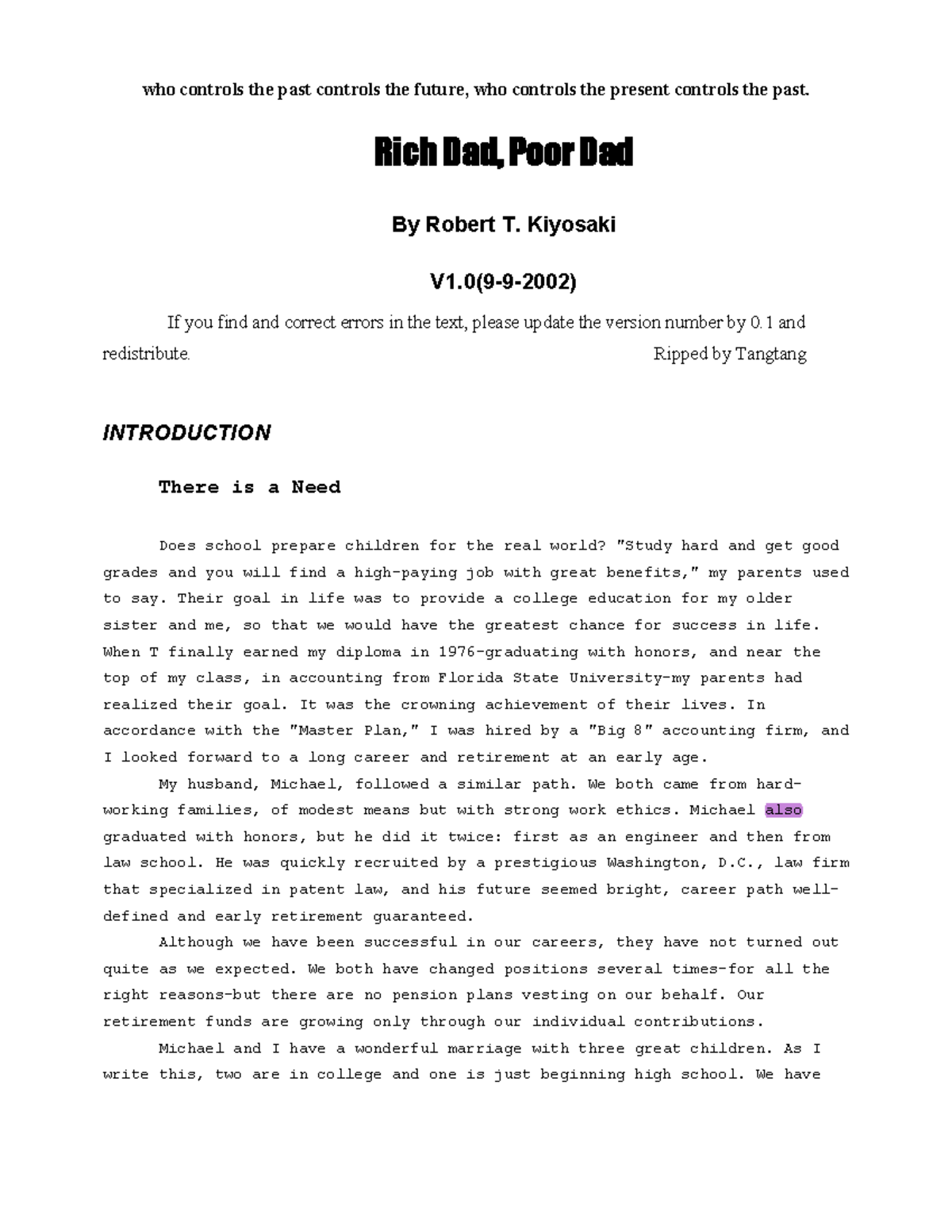 Rich Dad Poor Dad (Course Code: RDPD) - Insights on Financial Education ...
