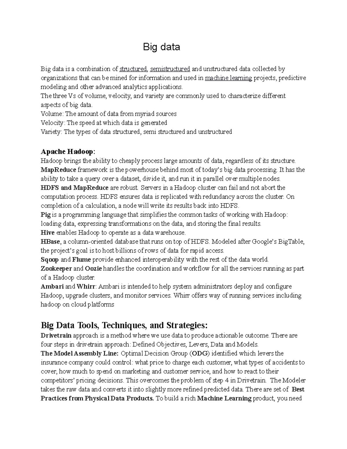 Big data - about big data assignments from week 1 - Big data Big data ...