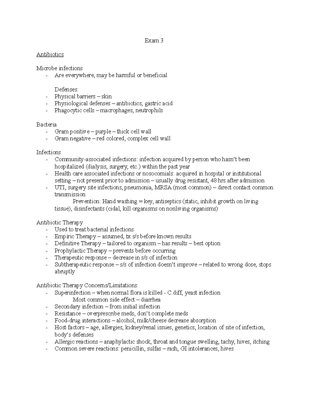 EXAM 3 Pharm - Comprehensive Lecture Notes on Antibiotic Therapy - Studocu