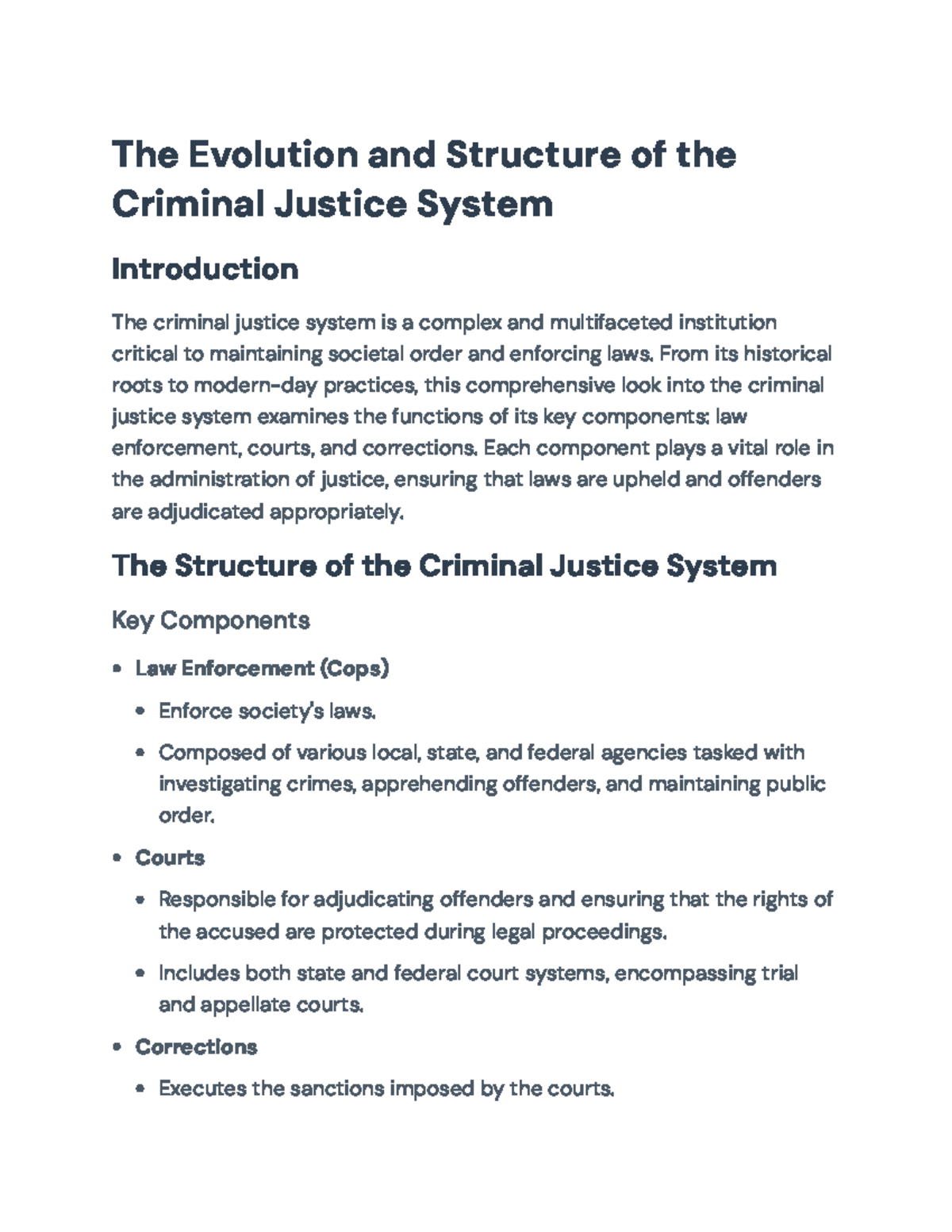 Comprehensive Overview of the Criminal Justice System: Evolution ...