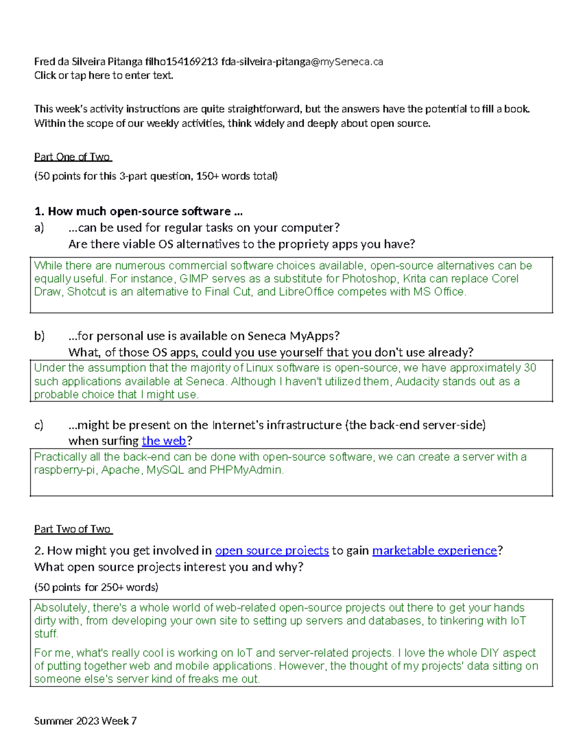 CP4P Open Source Software Licensing Activity Answers - Summer 2023 ...