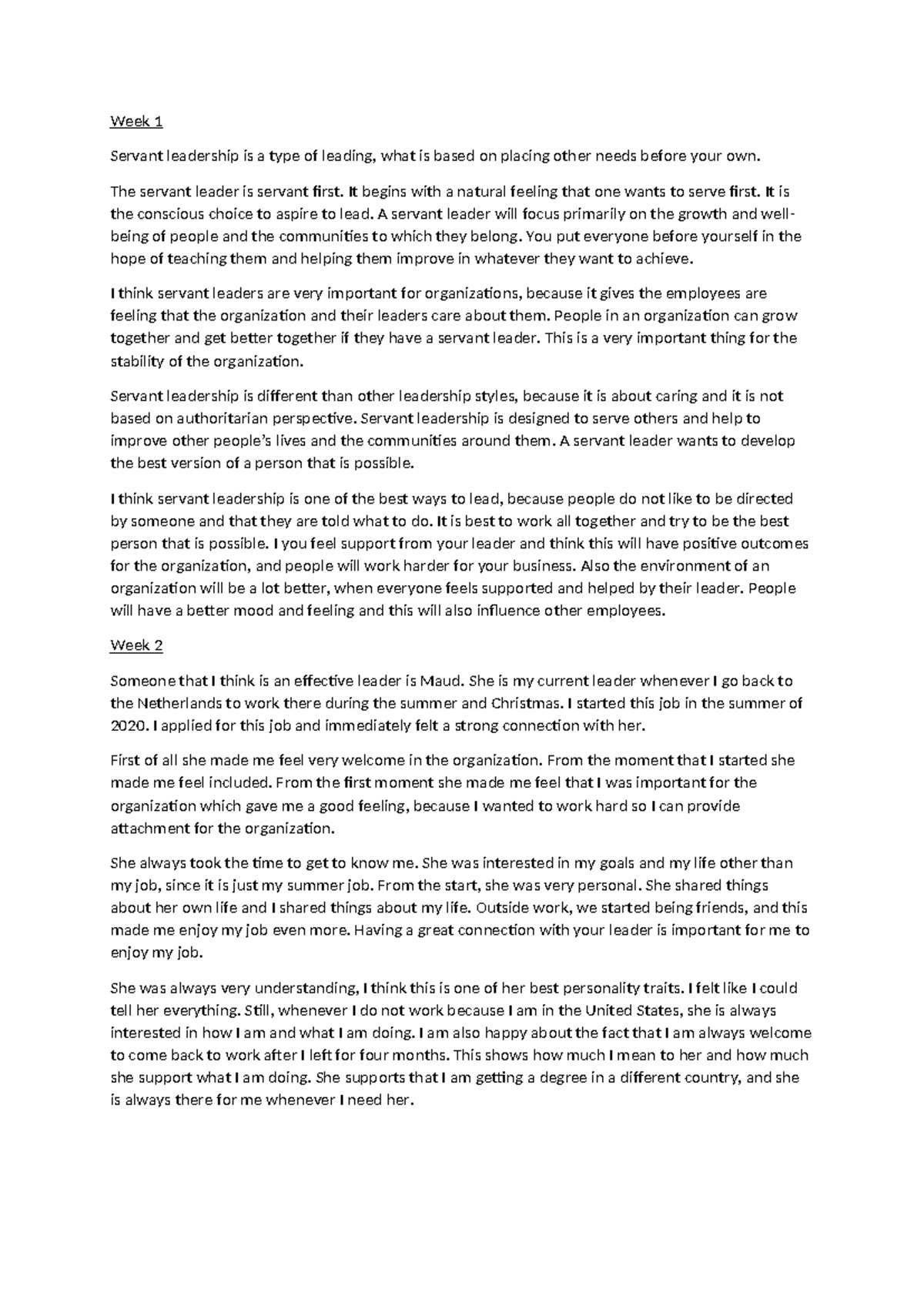 Servant Leadership Insights: Weeks 1-8 Reflections on Leadership Styles ...