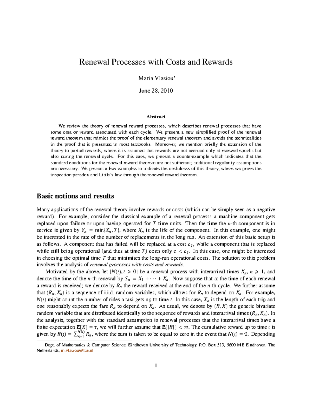 Renewal Reward Processes: Simplified Proof and Applications - Studeersnel