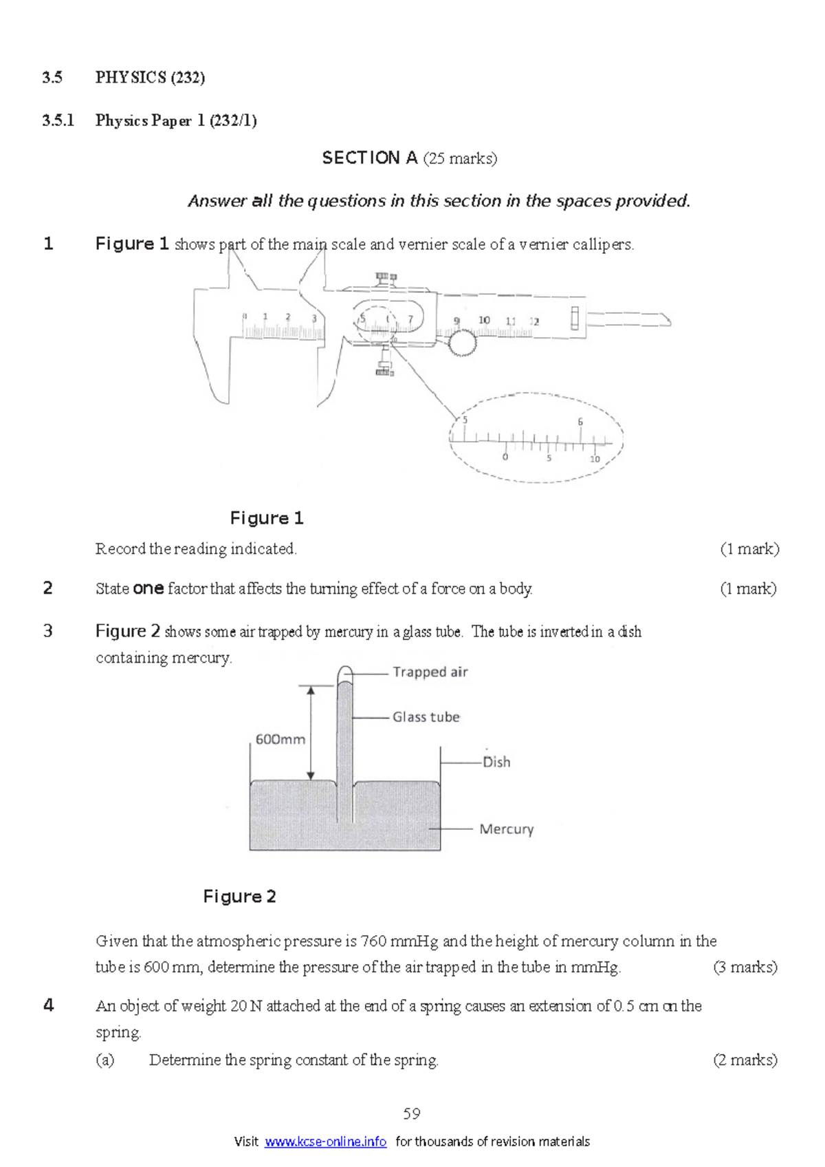 KCSE Physics Revision: Paper 1 & 3 Practice Questions (232) - Studocu