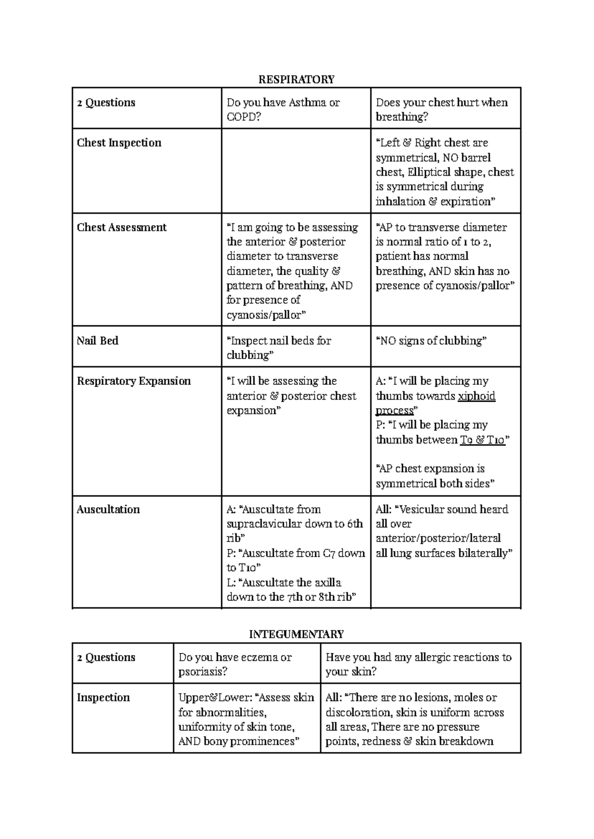 AHA Script - RESPIRATORY 2 Questions Do you have Asthma or COPD? Does ...
