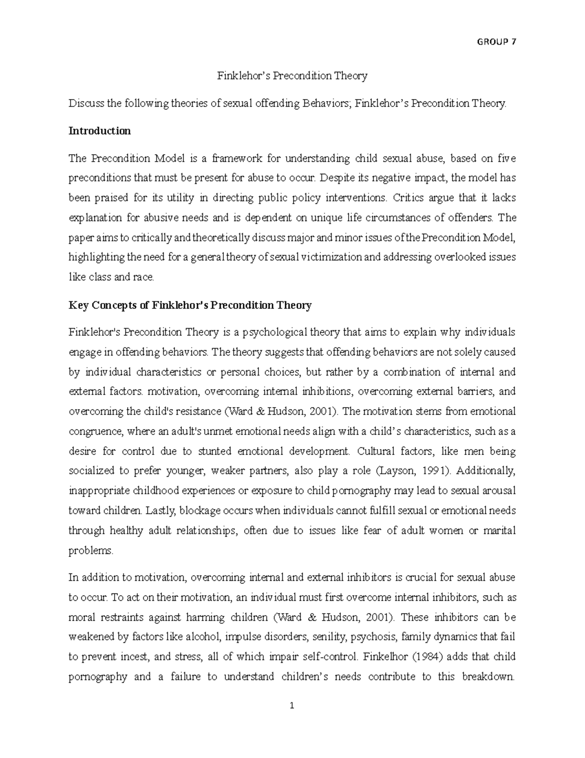 Finklehor's Precondition Theory: Analyzing Child Sexual Abuse Dynamics ...