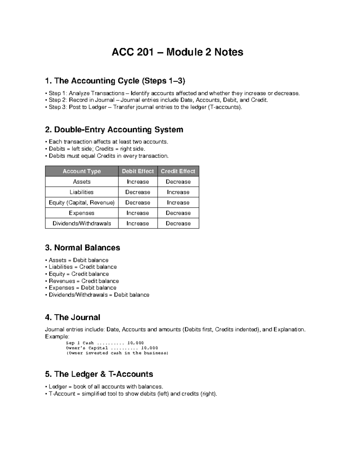 ACC 201 Module 2: Understanding the Accounting Cycle and Journal ...