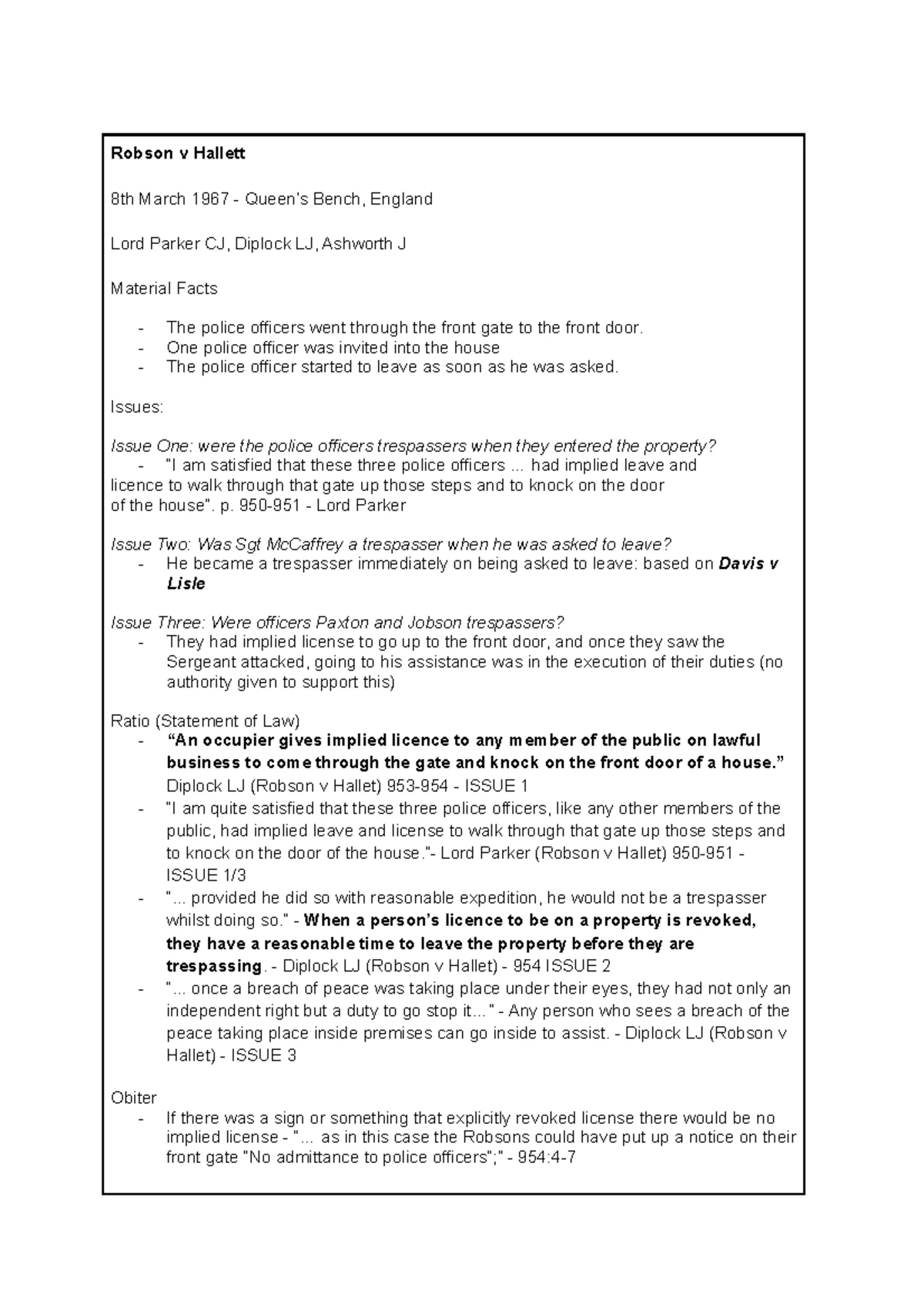 Coco v A.N Clark - Case Summary - Case Brief: Case Name: Coco v A Clark ...