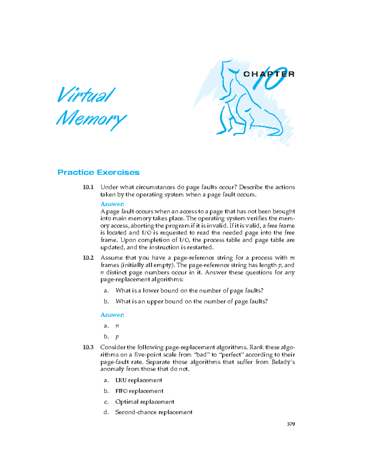 Solutions to Practice Exercises for Chapter 10: Virtual Memory - Studocu