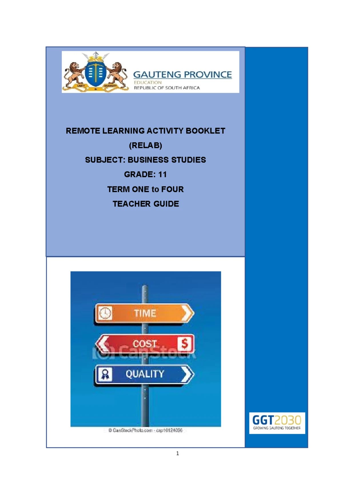 Business Studies Grade 10 TERM 1-4 Teacher Guide & Activity Booklet ...
