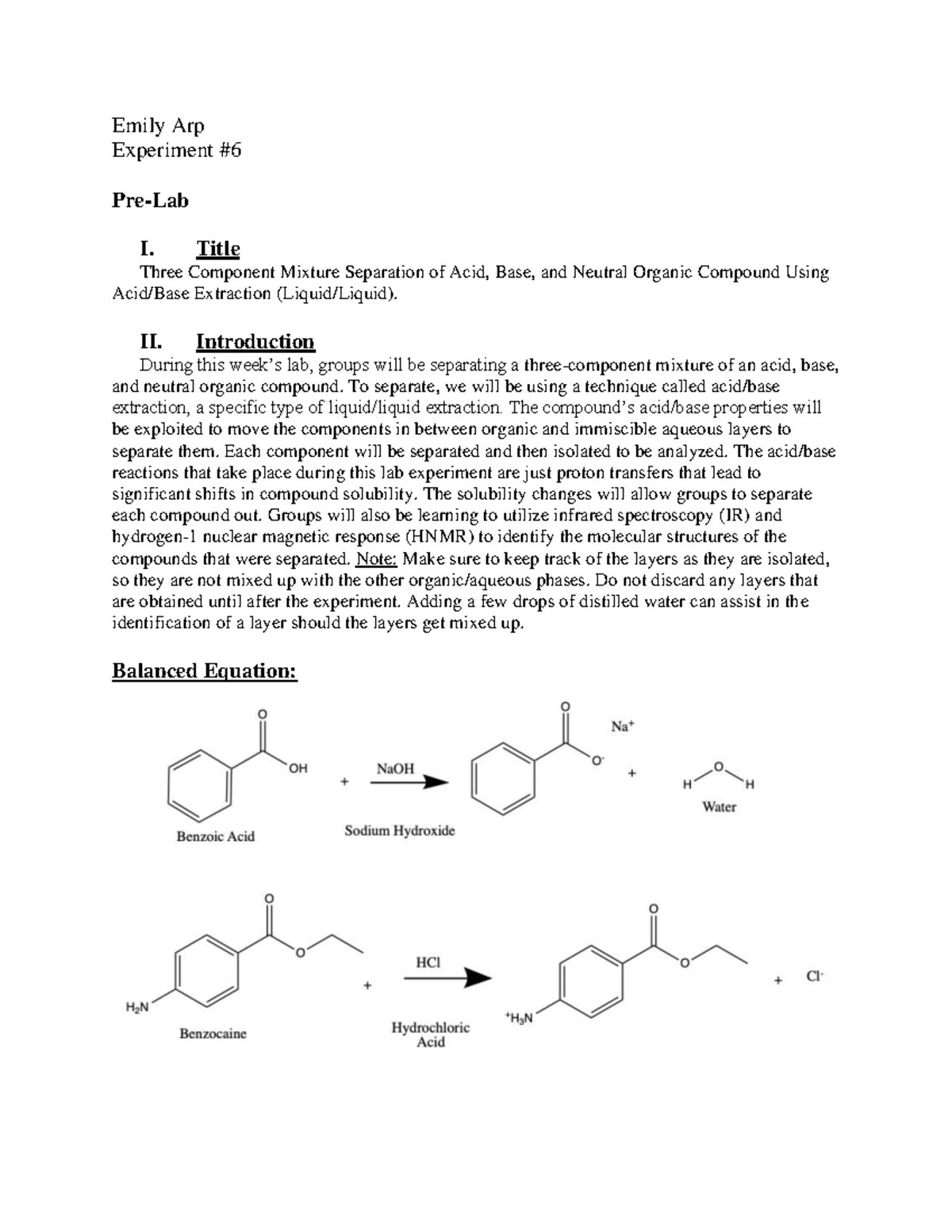 Experiment 6: Acid/Base Extraction of a Three-Component Mixture - Studocu